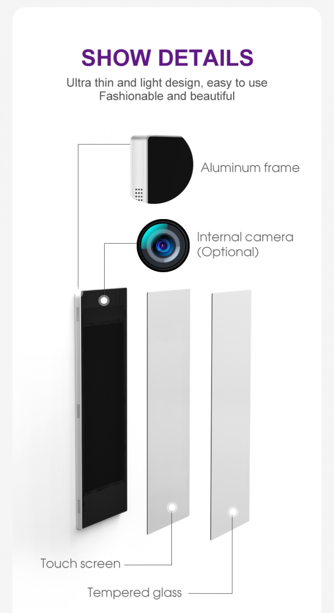 49 55" Touch Screen Magic Mirror Digital Signage