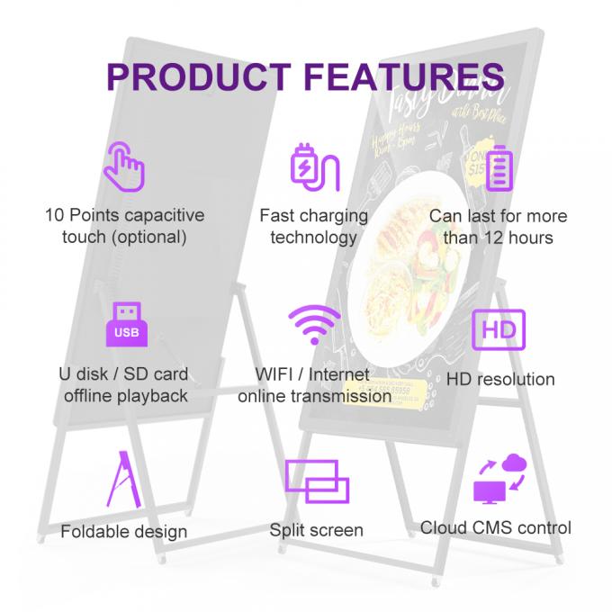 55in 4k Digital Lcd Media Player Advertising Foldable Signage Poster SECAM