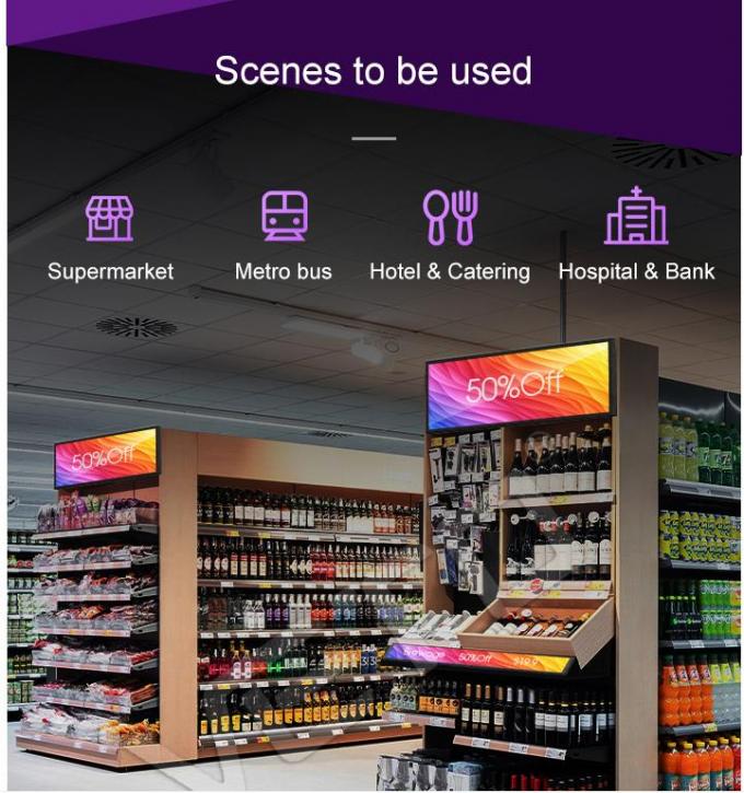 Ultra Wide Shelf Edge Digital Display Touch Screen Stretch Bar Lcd Panel