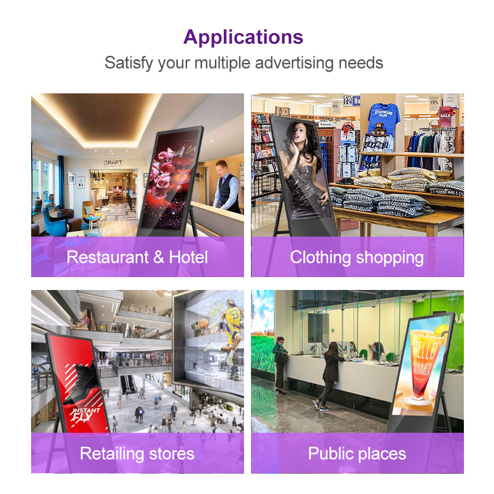 43 inch indoor portable advertising player A type smart touch sinage ...