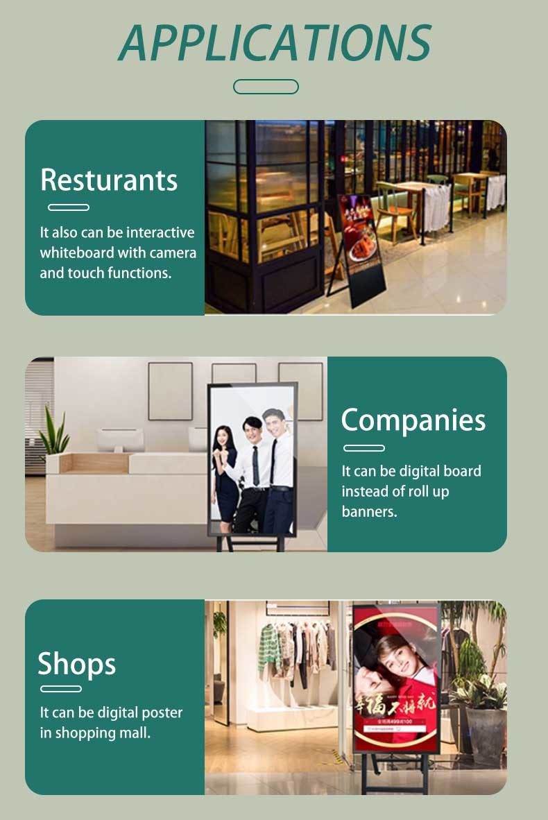 1920 * 1080 White Portable Indoor Digital Signage Multiple Languages ...