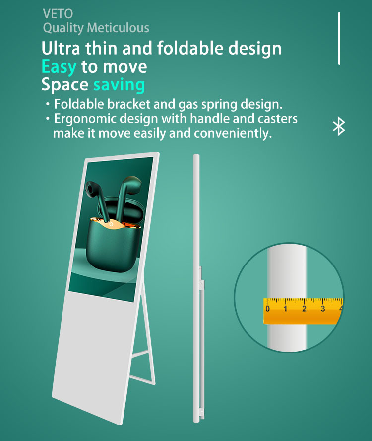 1920 * 1080 White Portable Indoor Digital Signage Multiple Languages ...