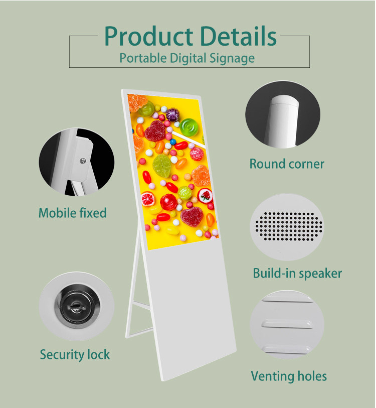 43 49 55 inch indoor A-type portable signage display movable ...