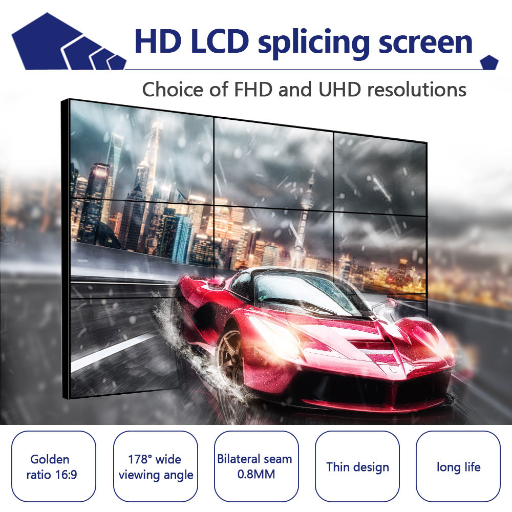 4k HD 2x2 3x3 splicing screen advertising display 49 inch 3.5mm narrow ...