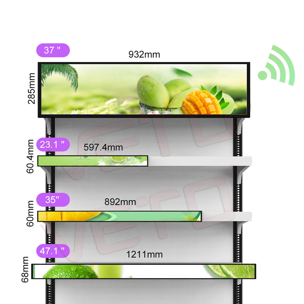 23.1 Inch Custom Size Strip Ultra Wide Bar LCD Screen Advertising Display For Shelves
