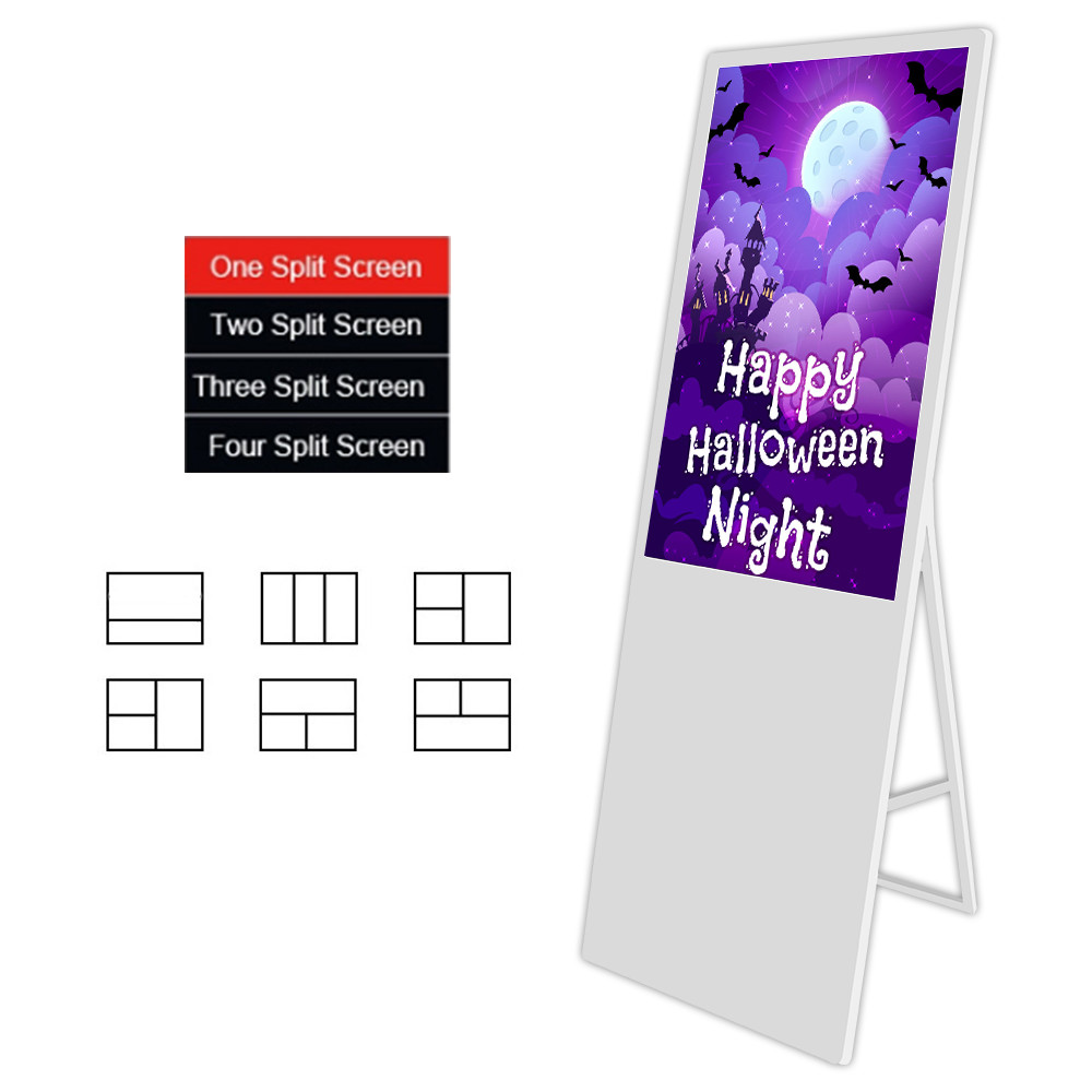 Portable Flexible Floor Standing Digital Signage 24 Bit Flodable LCD ...