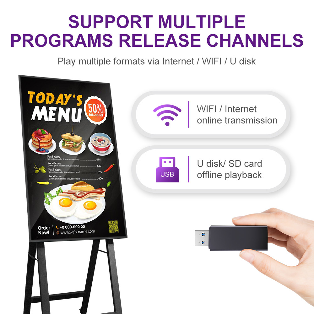 43 inch indoor digital free standing poster Portable lcd display ...